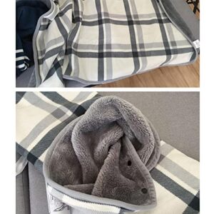 QQXX Wearable Blanket Poncho with Buttons, Soft Flannel Wrap Shawl, Multifunction Plaid Pattern Throw Blanket Lazy Blanket for Women (130x80cm(51x31inch), A)