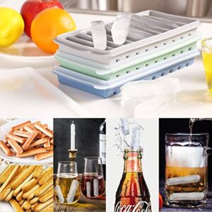 LessMo 3 PCS Ice Cube Tray, Long Ice Stick Tray Silicone with Lid, Rectangular Narrow Stick, Reusable, Flexible, Easy Release, for Small Mouth Sport Bottles, Juice Bottles, Cocktail Parties