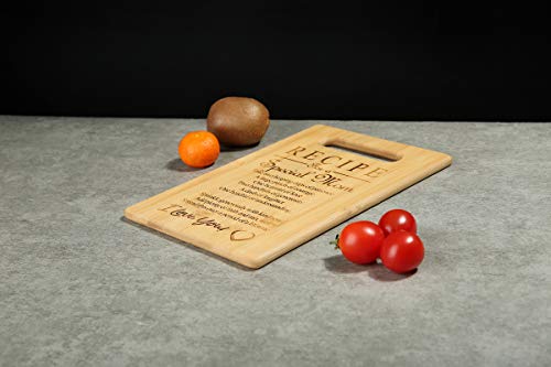 Mothers Day Gifts Bamboo Cutting Board, Mom Birthday Present Recipe for a Special Mom Love Heart