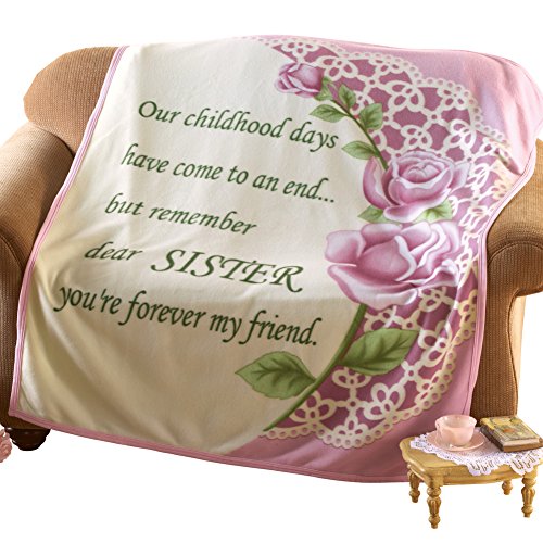 Collections Etc Special Sister Rose Fleece Throw Blanket Standard