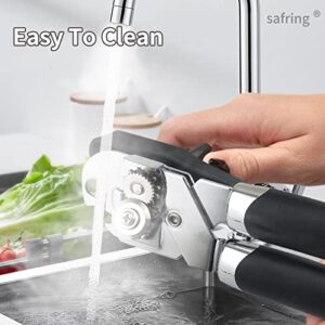 Safring Can Opener Manual, Handheld Strong Heavy Duty Stainless Steel Can Opener, Comfortable Handle, Sharp Blade Smooth Edge, Can Openers with Multifunctional Bottle Opener