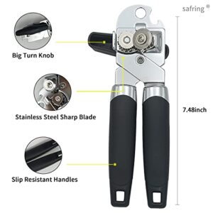 Safring Can Opener Manual, Handheld Strong Heavy Duty Stainless Steel Can Opener, Comfortable Handle, Sharp Blade Smooth Edge, Can Openers with Multifunctional Bottle Opener