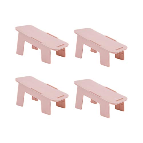 FALOME 4pcs Shoe Slots Organizer Stackable Shoe Stacker Plastic Double Deck Shoe Rack Holder Boot Stand Dividers Space Saver for Closet Organization (Color : Pink)