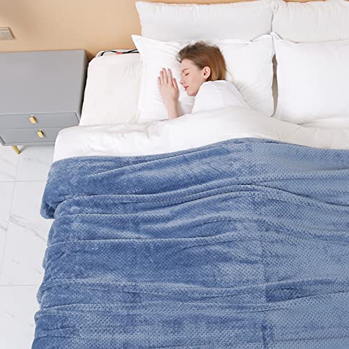 U UQUI Soft Blue Full Size Blanket Anti-Static Fleece Blanket Lightweight Warm Bed Blanket Fuzzy Cozy Decorative Blankets for Couch Travel Sofa All Seasons Suitable for Women, Men and Kids, 70"x78"