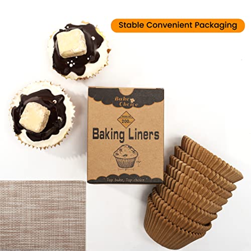 [9 Colors Available] 200pcs Standard Natural cupcake liners for baking,food grade cupcake wrappers,non-stick, greaseproof parchment muffin liners,by Bake Choice