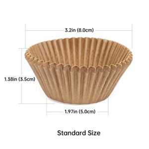 [9 Colors Available] 200pcs Standard Natural cupcake liners for baking,food grade cupcake wrappers,non-stick, greaseproof parchment muffin liners,by Bake Choice