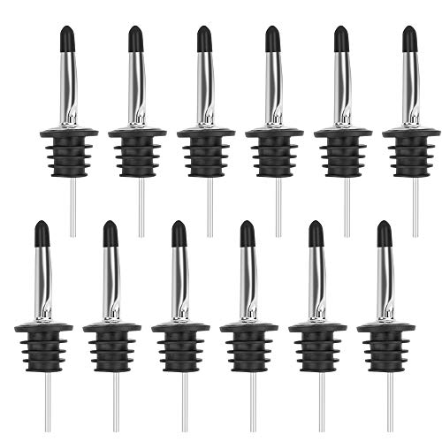 12PCS Liquor Bottle Pourers, Premium Liquor Pourers, Stainless Steel Olive Oil Spout, Speed Pour Spouts for Liquor Bottles, Bottle Pourers for Alcohol, with Sealed Dust Caps