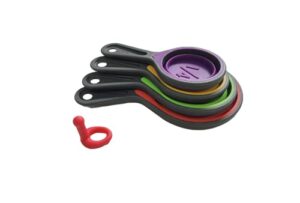 collapsible silicone measuring cups with 60ml/80ml/125ml/250ml - 4 piece set kitchen measuring tools (4 colors)