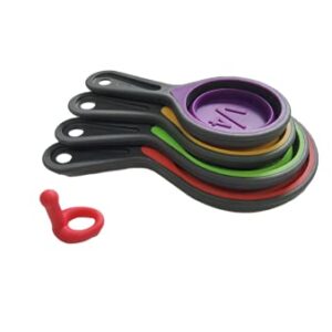 Collapsible Silicone Measuring Cups with 60ml/80ml/125ml/250ml - 4 Piece Set Kitchen Measuring Tools (4 Colors)