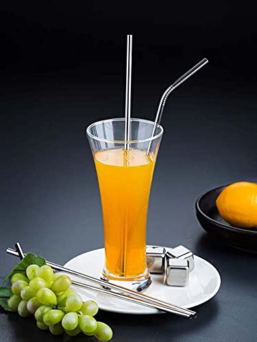 Metal Stainless Steel Straws, 4pcs 12" Ultra Long Reusable Metal Drinking Straws with Cleaning Brush and Silicone Tips for Tall Tumblers