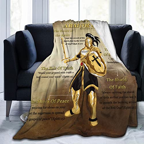 CQGWZF Armor of God Gifts Blanket Christian Gifts Throw Blanket Religous Gifts Bed Blanket Lightweight Cozy Plush Blanket for Bedroom Living Rooms Sofa Couch(60x50in)