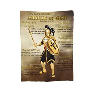 CQGWZF Armor of God Gifts Blanket Christian Gifts Throw Blanket Religous Gifts Bed Blanket Lightweight Cozy Plush Blanket for Bedroom Living Rooms Sofa Couch(60x50in)