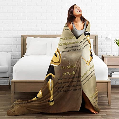 CQGWZF Armor of God Gifts Blanket Christian Gifts Throw Blanket Religous Gifts Bed Blanket Lightweight Cozy Plush Blanket for Bedroom Living Rooms Sofa Couch(60x50in)