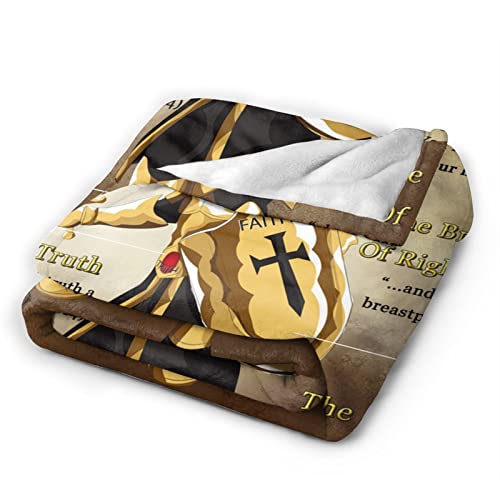 CQGWZF Armor of God Gifts Blanket Christian Gifts Throw Blanket Religous Gifts Bed Blanket Lightweight Cozy Plush Blanket for Bedroom Living Rooms Sofa Couch(60x50in)