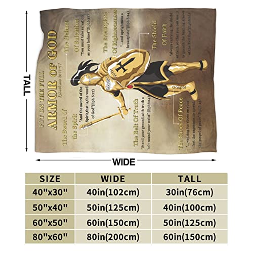 CQGWZF Armor of God Gifts Blanket Christian Gifts Throw Blanket Religous Gifts Bed Blanket Lightweight Cozy Plush Blanket for Bedroom Living Rooms Sofa Couch(60x50in)