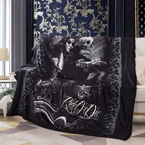 vanson ride or die motorcycle biker lovers luxury royal plush blanket, soft blanket throw (style 1)