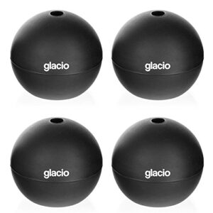 glacio Round Ice Cube Molds - Whiskey Ice Sphere Maker - Makes 2.5 Inch Ice Balls - 4 Pack