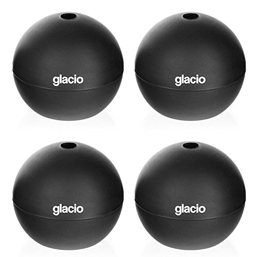 glacio Round Ice Cube Molds - Whiskey Ice Sphere Maker - Makes 2.5 Inch Ice Balls - 4 Pack