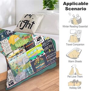 yiycqur Ultra Soft Light Weight Happy Camping Throw Blanket Air Conditioning Blanket for Bed Couch Sofa Living Room Picnic 50x40/60x50/80x60 Inches