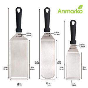 Metal Spatula Griddle Accessories Set - Griddle Scraper Flat Spatula Pancake Flipper Hamburger Turner - Metal Utensil great for BBQ Grill Flat Top Cast Iron Griddle - Commercial Grade