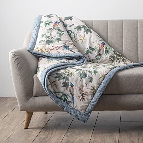 Maison d' Hermine Hokuzai Cotton Throw Blanket Bohemian Bedding Lightweight and Breathable for Couch Sofa Bed Travel (50"x60")