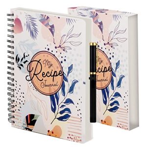 performore my recipe journal 8.5” x 11” spiral bound recipe notebook, blank recipe book to write in your own recipes, includes pen and slipcase with 100 blank pages