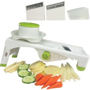 brieftons quickprep mandoline slicer for kitchen, premium quality multi purpose vegetable slicer, cutter, shredder, with 4 cutting modes, multiple thickness levels to slice, chop, julienne veggies