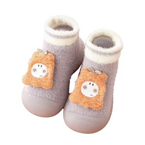 lykmera infant toddle footwear winter socks boots toddler shoes bottom indoor non slip warm cartoon bear floor socks shoes (grey, 0-6 months)