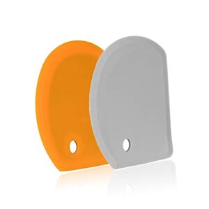 silicone dough scraper with stainless steel sheet, curved edge flexible bowl scraper for baking, food grade silicone bench scraper for sourdough bread proofing basket, set of 2, gray & orange,sapid