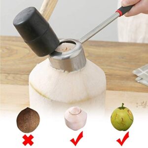 Coconut Opener Tool Set, Safe & Easy to Open Young & Mature Coconuts Tool, Food Grade Stainless Steel Coco Nut Opener Kit with Rubber Mallet Meat Removal, Scraper, Straw & Silicone Mat, ALL IN ONE Bag