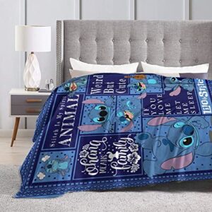 Soft Throw Blanket Lightweight Sofa Blanket Bed Blankets Ultra Velvet Blanket Quilt Durable Carpet Home Decor Blanket 80"x60" Cartoon Cute Stitch (1)