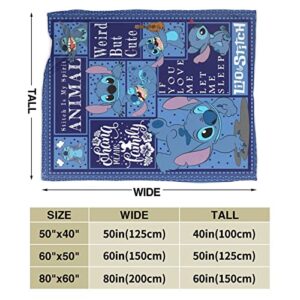 Soft Throw Blanket Lightweight Sofa Blanket Bed Blankets Ultra Velvet Blanket Quilt Durable Carpet Home Decor Blanket 80"x60" Cartoon Cute Stitch (1)