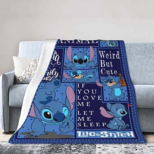 Soft Throw Blanket Lightweight Sofa Blanket Bed Blankets Ultra Velvet Blanket Quilt Durable Carpet Home Decor Blanket 80"x60" Cartoon Cute Stitch (1)