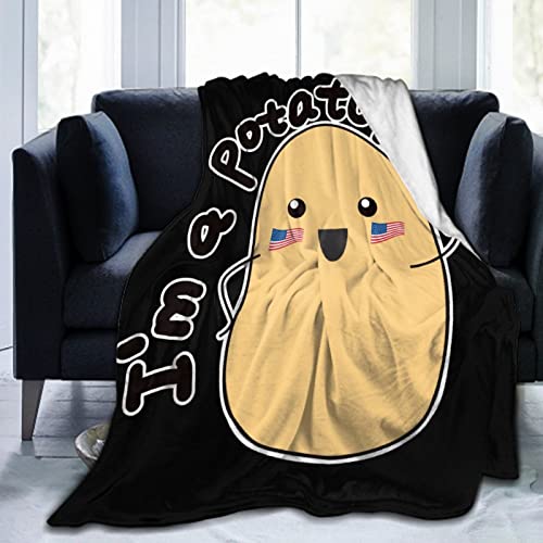 Comfortable Fleece Throw Blanket, Soft and Warm I'm A Potato Blankets and Throws, Lightweight Cozy Fuzzy Blanket for Couch Sofa Bed, 50x40 Inches