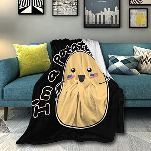 Comfortable Fleece Throw Blanket, Soft and Warm I'm A Potato Blankets and Throws, Lightweight Cozy Fuzzy Blanket for Couch Sofa Bed, 50x40 Inches