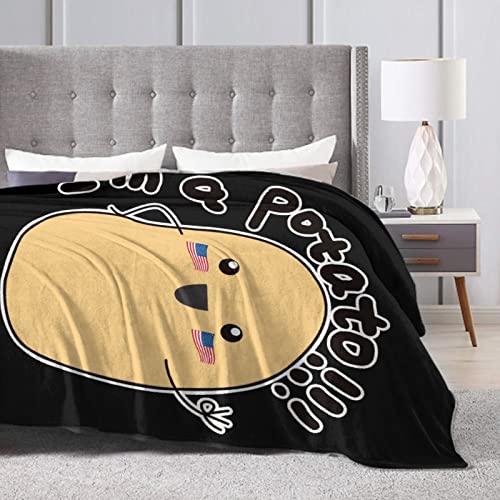 Comfortable Fleece Throw Blanket, Soft and Warm I'm A Potato Blankets and Throws, Lightweight Cozy Fuzzy Blanket for Couch Sofa Bed, 50x40 Inches