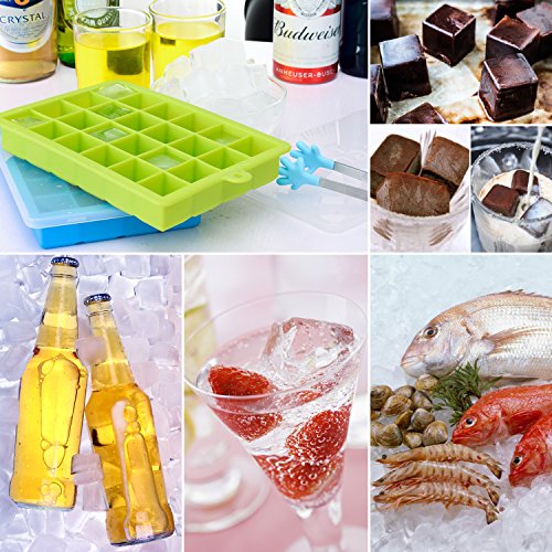 Ice Cube Trays 3 Pack, Morfone Silicone Ice Tray with Removable Lid Easy-Release Flexible Ice Cube Molds 24 Cubes per Tray for Cocktail, Whiskey, Baby Food, Chocolate, BPA Free