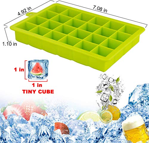 Ice Cube Trays 3 Pack, Morfone Silicone Ice Tray with Removable Lid Easy-Release Flexible Ice Cube Molds 24 Cubes per Tray for Cocktail, Whiskey, Baby Food, Chocolate, BPA Free