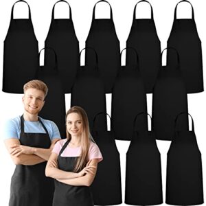 green lifestyle 12 pack bib apron - unisex black aprons, machine washable aprons for men and women, kitchen cooking bbq aprons bulk (pack of 12, no pockets, black)