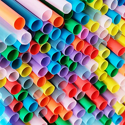 300 Pcs Flexible Colorful Disposable Plastic Bendable Drinking Bendable Straws, 10.4" Long and 0.23'' Diameter