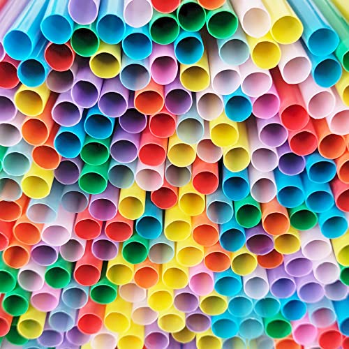 300 Pcs Flexible Colorful Disposable Plastic Bendable Drinking Bendable Straws, 10.4" Long and 0.23'' Diameter