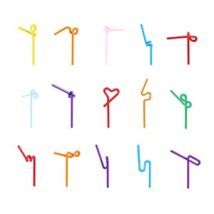 300 Pcs Flexible Colorful Disposable Plastic Bendable Drinking Bendable Straws, 10.4" Long and 0.23'' Diameter