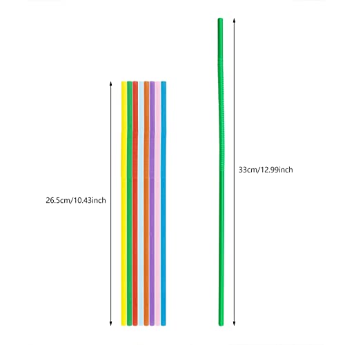 300 Pcs Flexible Colorful Disposable Plastic Bendable Drinking Bendable Straws, 10.4" Long and 0.23'' Diameter