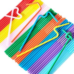 300 Pcs Flexible Colorful Disposable Plastic Bendable Drinking Bendable Straws, 10.4" Long and 0.23'' Diameter