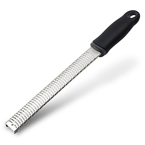 Lemon Zester, Stainless Steel Kitchen Cheese Grater, Plastic Cover Ergonomic Soft Black Handle