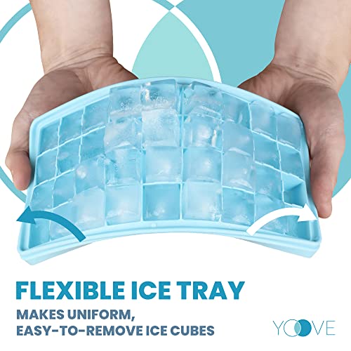 Ice Cube Tray With Lid & Bin | BPA Free Silicone Ice Cube Tray With Lid, Container & Tong | Stackable 36 Nugget Ice Tray for Freezer With Easy Release | Large Ice Mold Maker for Cocktails & Whisky