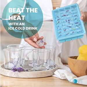 Ice Cube Tray With Lid & Bin | BPA Free Silicone Ice Cube Tray With Lid, Container & Tong | Stackable 36 Nugget Ice Tray for Freezer With Easy Release | Large Ice Mold Maker for Cocktails & Whisky