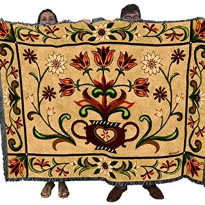 Pure Country Weavers Heritage Floral Blanket by Jennifer Brinley - Folk Art Sampler Garden Floral Gift Tapestry Throw Woven from Cotton - Made in The USA (72x54)