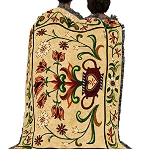 Pure Country Weavers Heritage Floral Blanket by Jennifer Brinley - Folk Art Sampler Garden Floral Gift Tapestry Throw Woven from Cotton - Made in The USA (72x54)