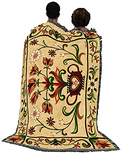 Pure Country Weavers Heritage Floral Blanket by Jennifer Brinley - Folk Art Sampler Garden Floral Gift Tapestry Throw Woven from Cotton - Made in The USA (72x54)